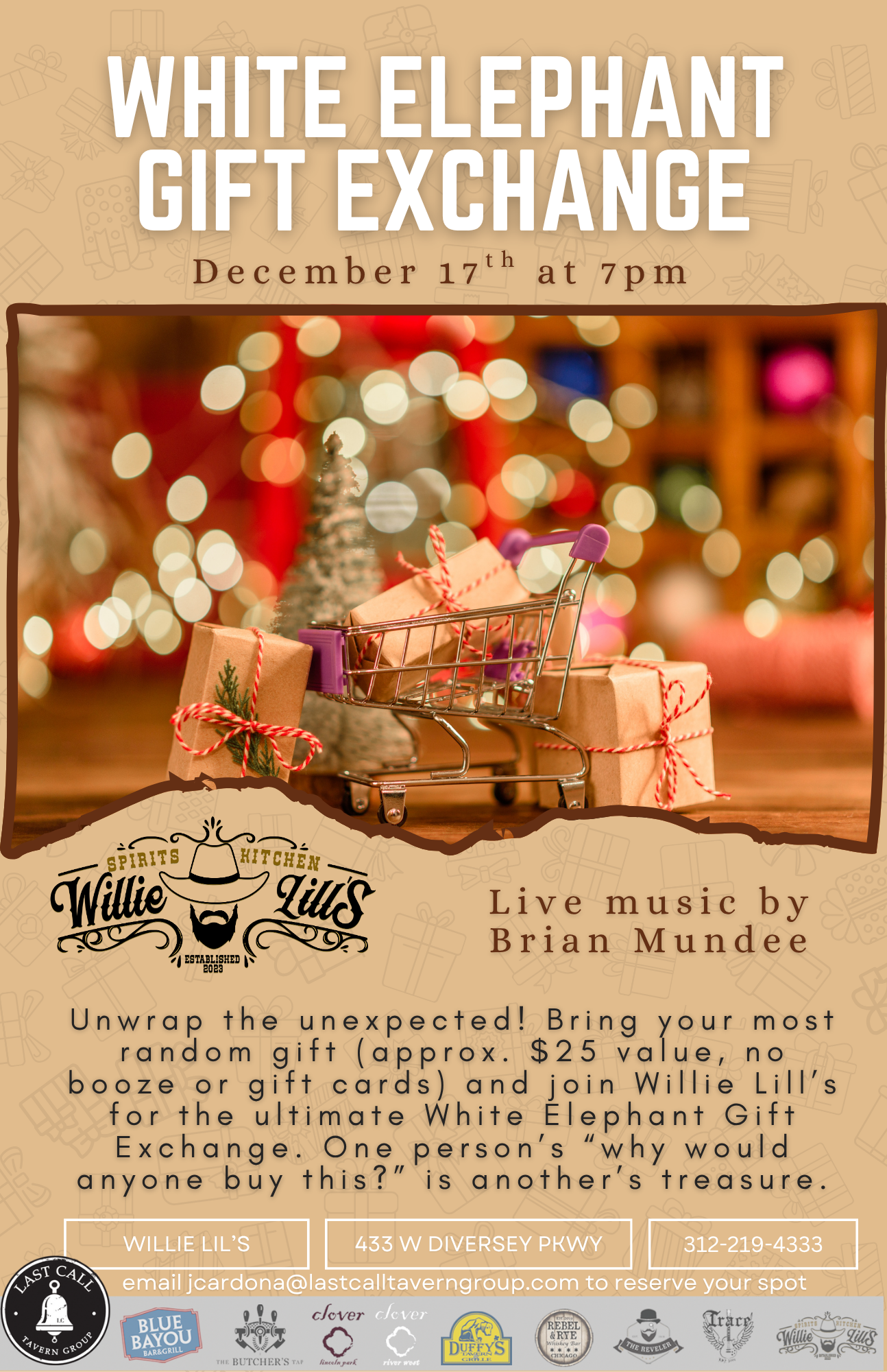 White Elephant Gift Exchange @ Willie Lill’s on December 17th – Willie ...