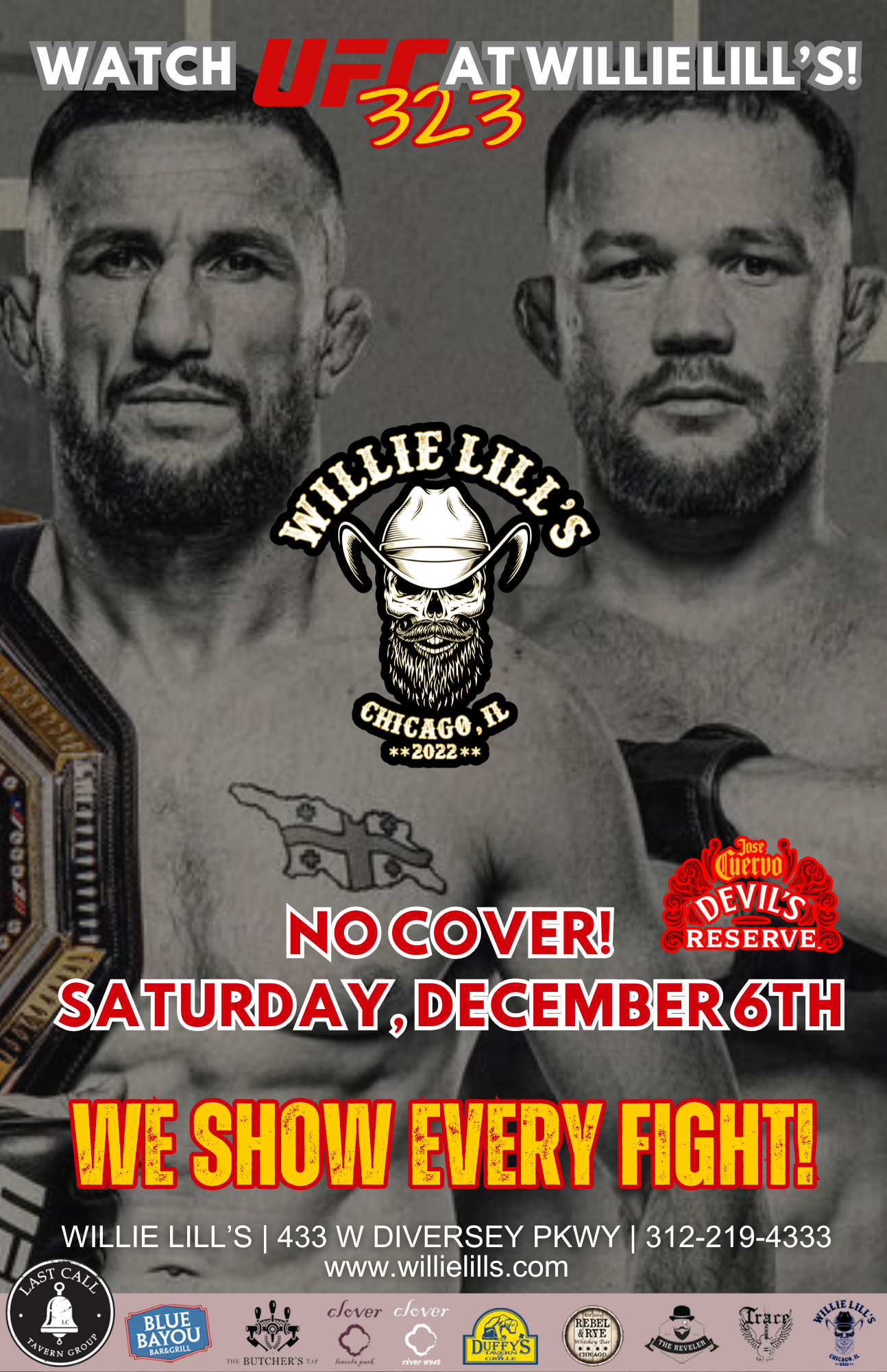 UFC 323 Watch Party at Willie Lill’s on Saturday, December 6th – Willie ...